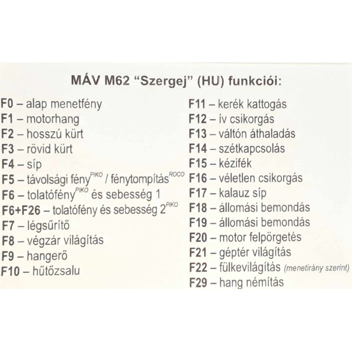 Dízelmozdony, M62 072, Szergej, MÁV IV, hangdekóderrel